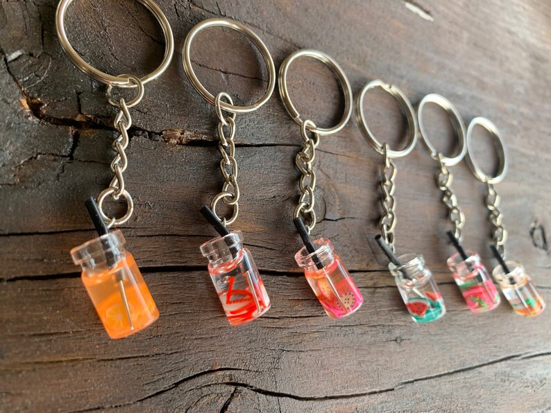 Colorful Keychain Cute Keychain for Women Fruit Drink - Etsy