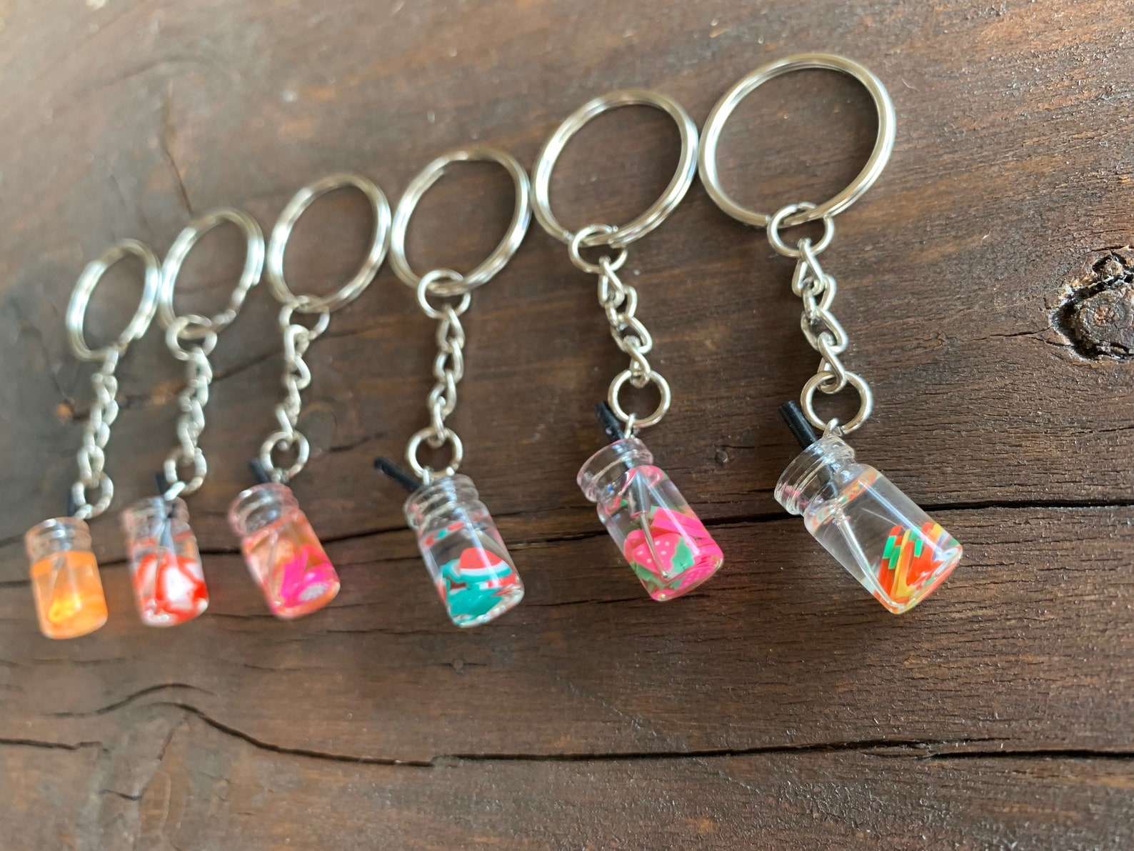 Colorful Keychain Cute Keychain for Women Fruit Drink - Etsy