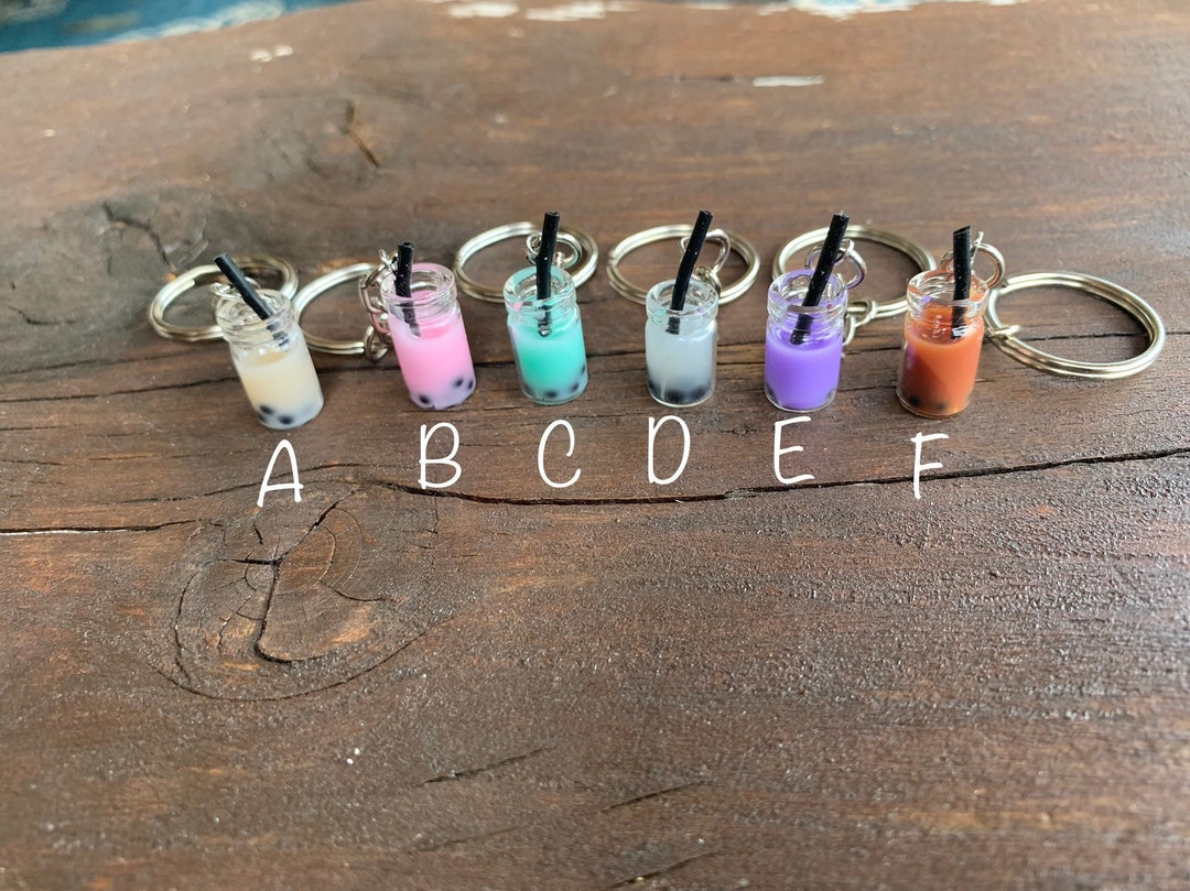 Boba Milk Tea Keychain, Mini Drink Keychain, Bubble Tea Drink Keychain ...