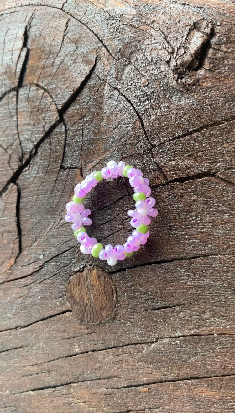 Seed Bead Floral Ring, Beaded Spring Ring - Etsy