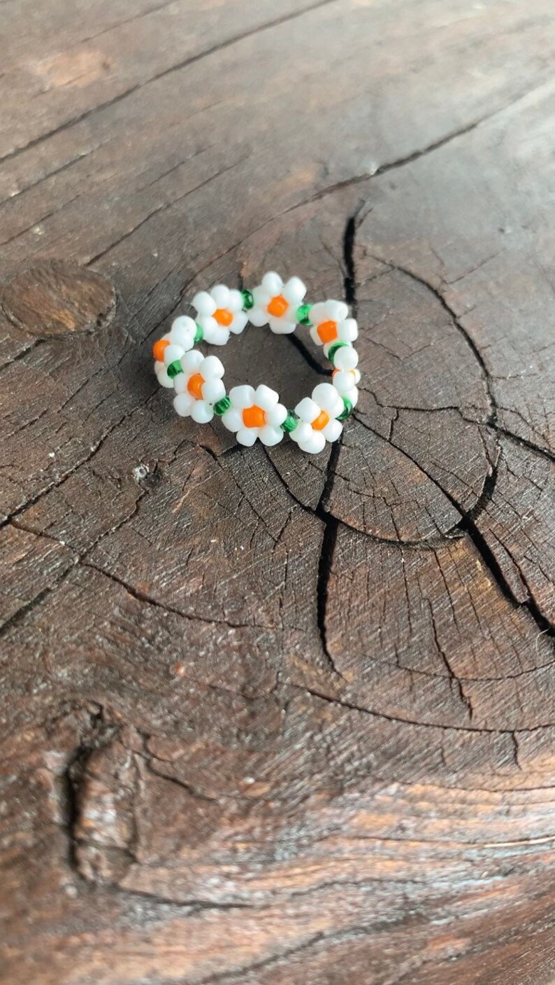 Seed Bead Floral Ring, Beaded Spring Ring - Etsy