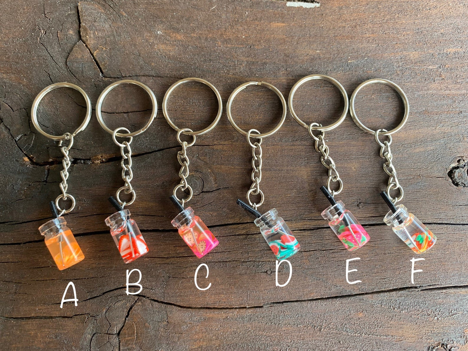Colorful Keychain Cute Keychain for Women Fruit Drink - Etsy