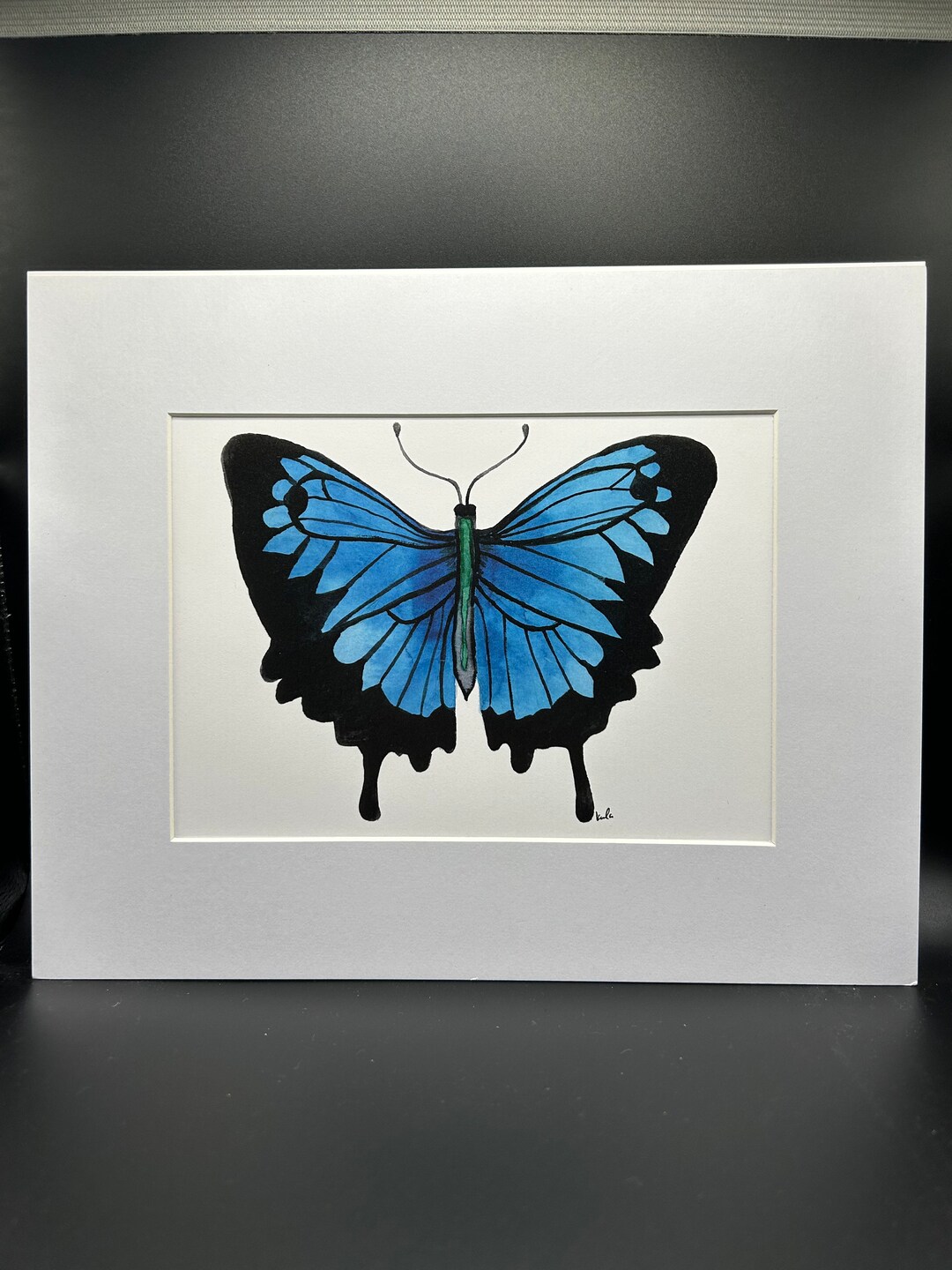 Blue Butterfly Print / Watercolor Butterfly Print and Mat / Original ...