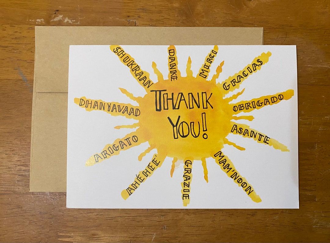 Thank You Sun Watercolor Card / Thank You Sun / Thank You in Twelve ...