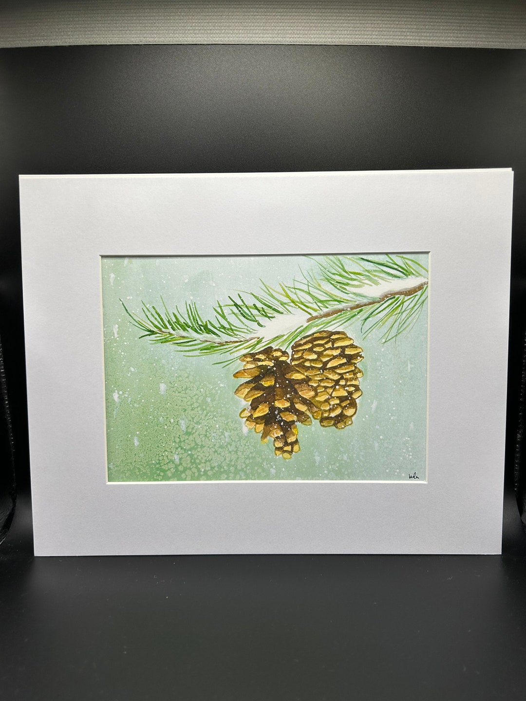 Pine Cone Print / Watercolor Winter Pine Cone Print and Mat / Available in Multiple Sizes - Etsy
