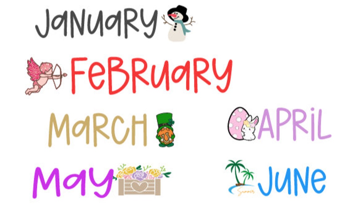 Months of the Year Stickers Set, Planner Stickers, Calendar Stickers ...