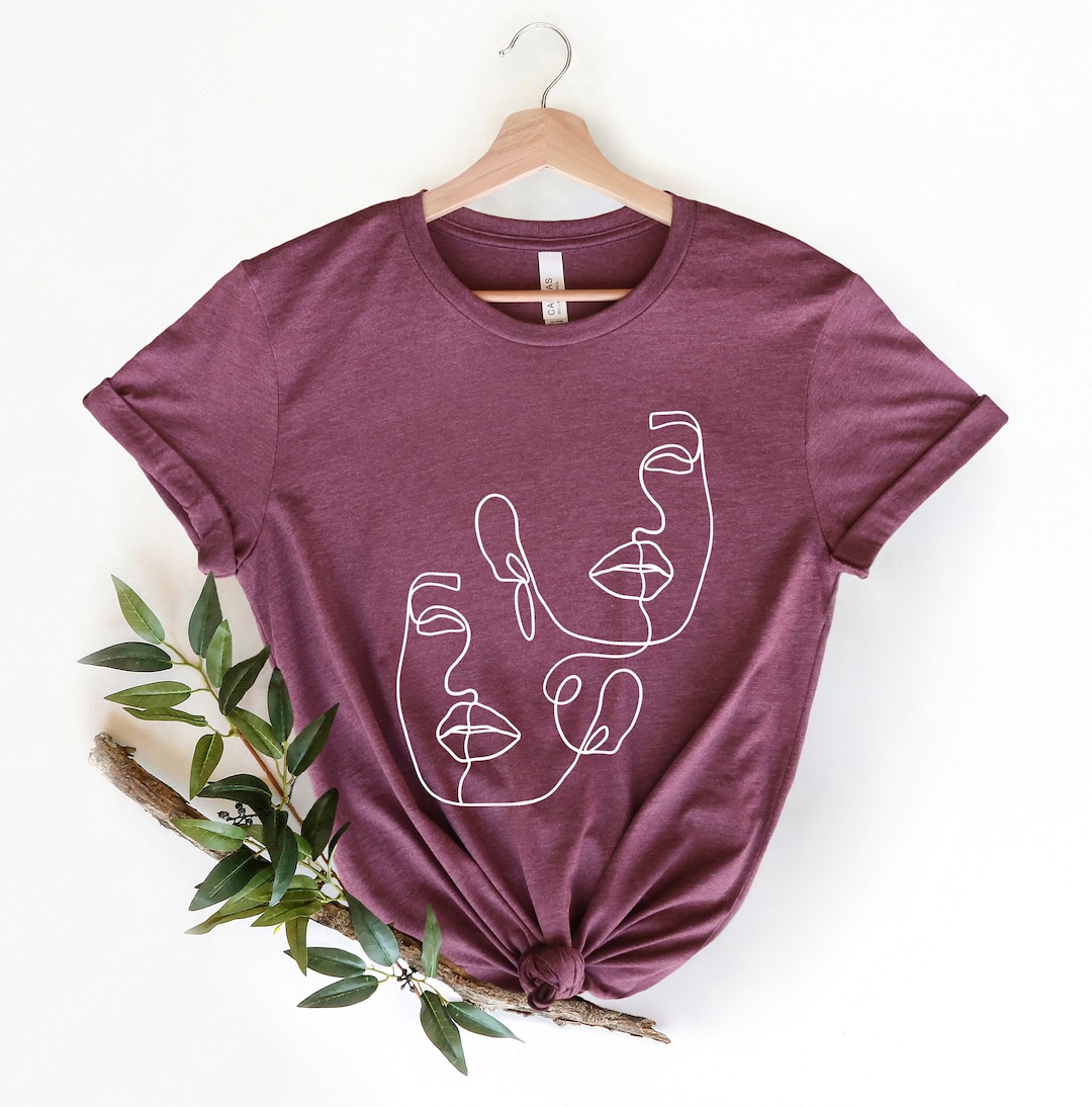Abstract Face Line Art Shirt, Abstract Drawing Shirt, Drawing Shirt ...