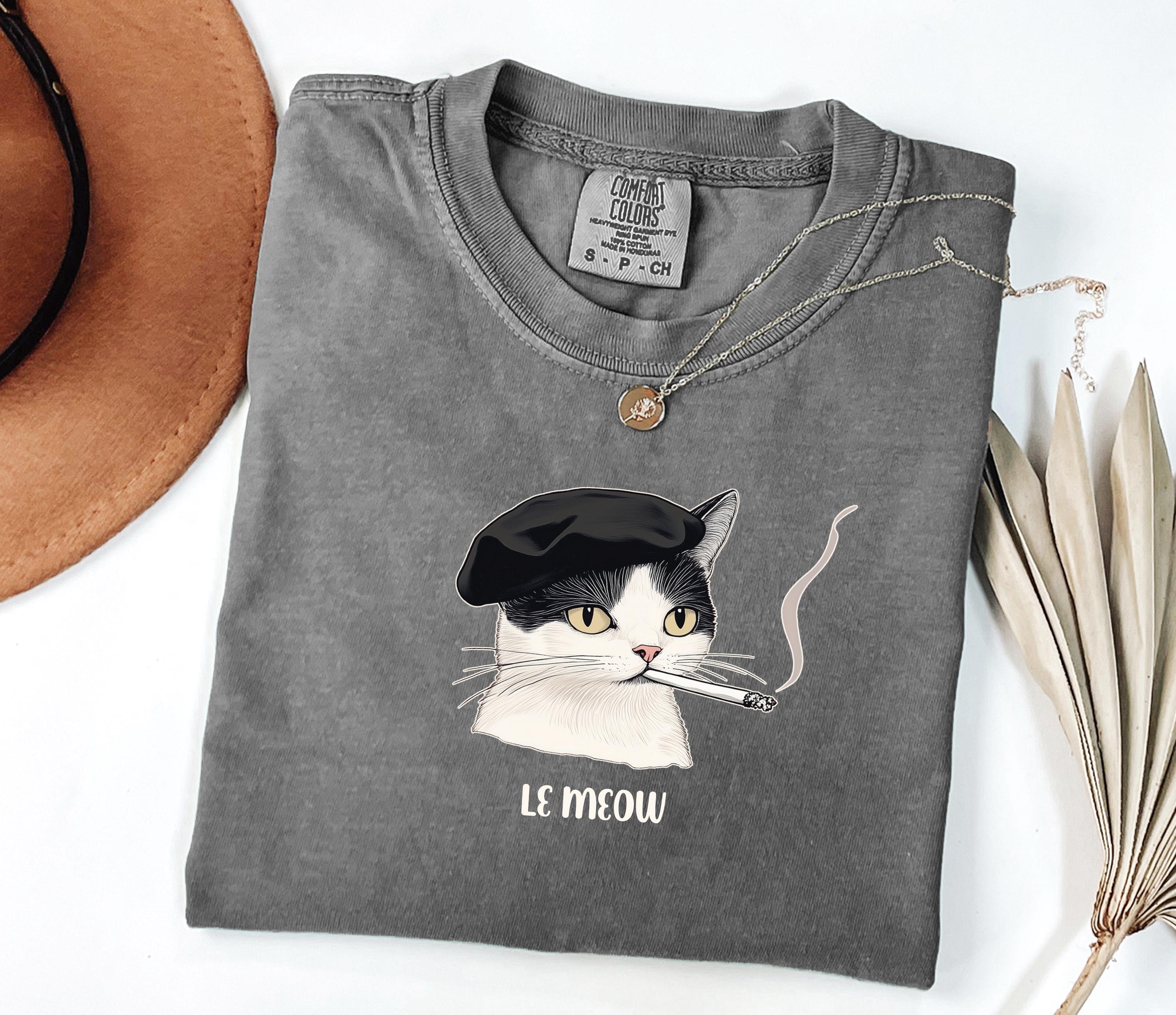 Comfort Colors® Le Meow Cat Shirt, Funny Cat Shirt, Van Gogh Shirt, Cat ...