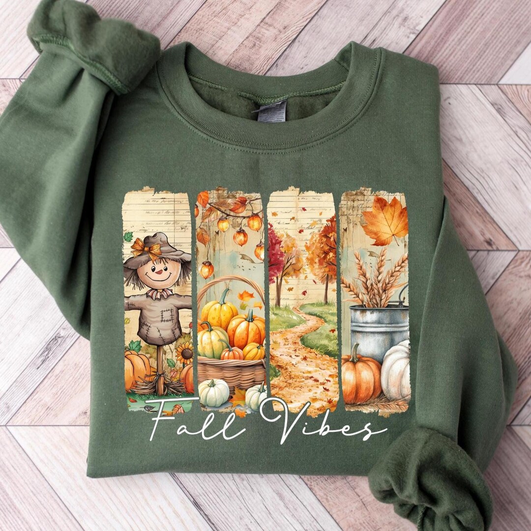 Retro Fall Vibes Shirt, Cute Fall Season Sweatshirt, Fall Pumpkin ...