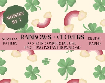 Rainbows and Clovers Digital Paper - Etsy