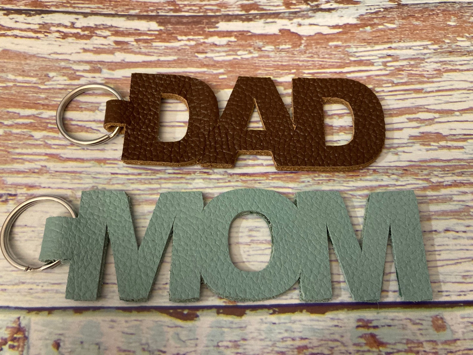 Custom Leather Keychain Dad Keychain Mom Keychain Leather Key Ring ...