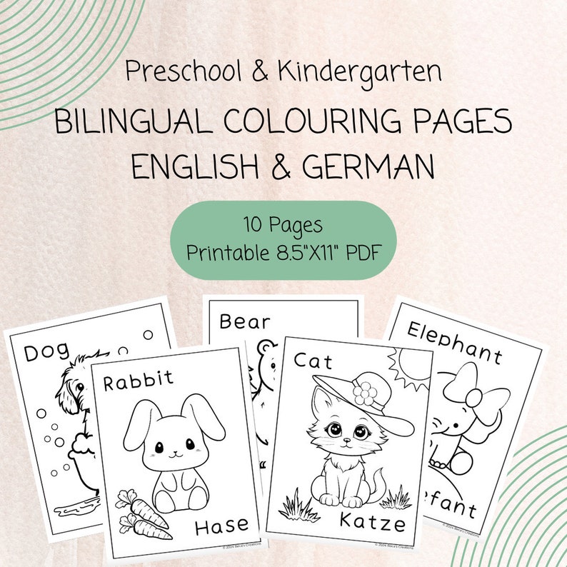 Printable Bilingual Coloring Pages - German-english Animal Book for ...