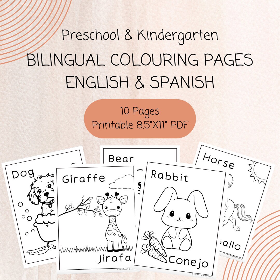 Spanish-english Animal Coloring Book | Bilingual Learning (PDF) - Etsy