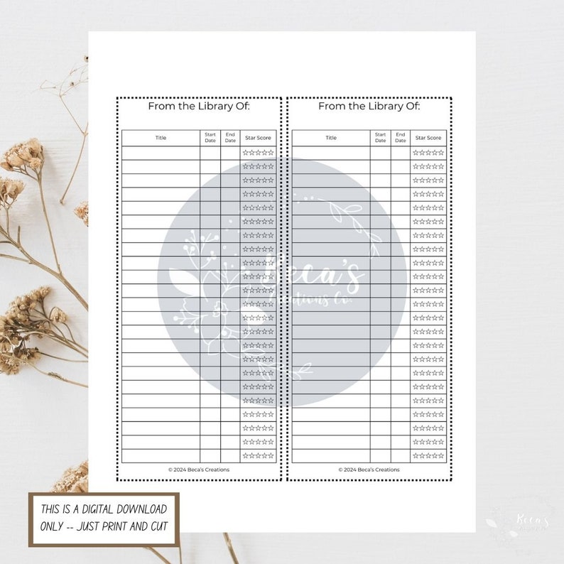 Library Card Bookmark | Reading Log & Tracker (digital Download) - Etsy