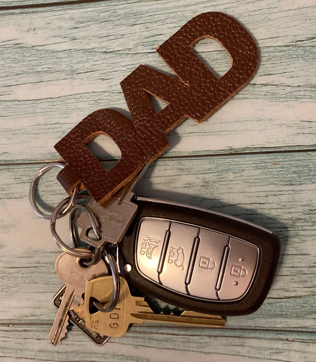Custom Leather Keychain Dad Keychain Mom Keychain Leather Key Ring ...