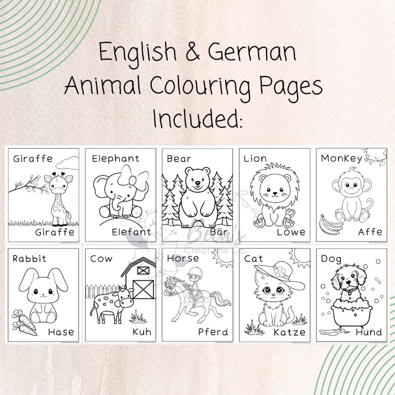 Printable Bilingual Coloring Pages - German-english Animal Book for ...