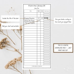 Library Card Bookmark | Reading Log & Tracker (digital Download) - Etsy