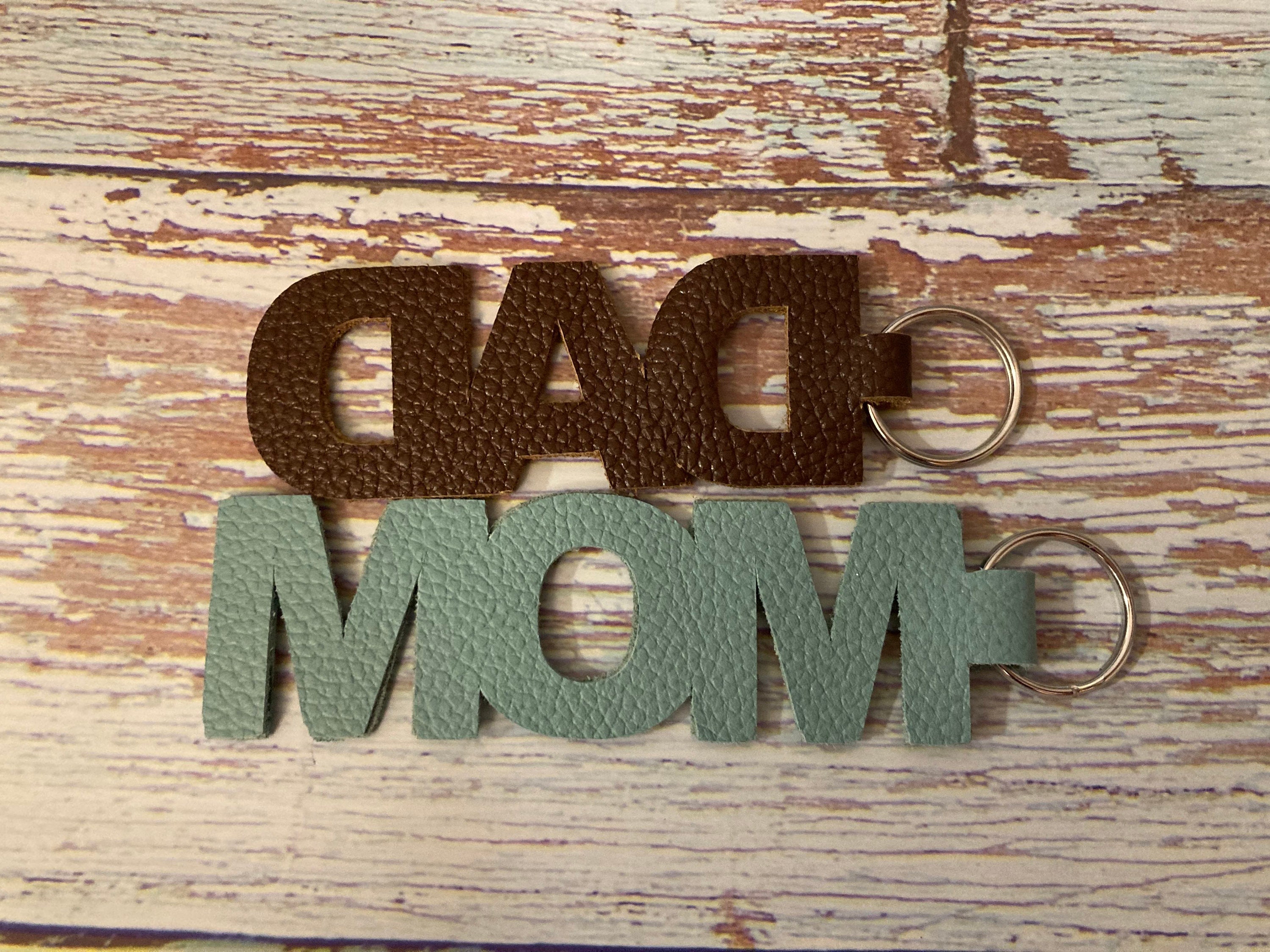 Custom Leather Keychain Dad Keychain Mom Keychain Leather Key Ring ...