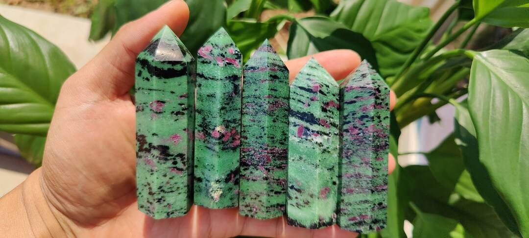 Natural Ruby Zoisite Obelisk Tower Point Crystal Healing Energy - Etsy