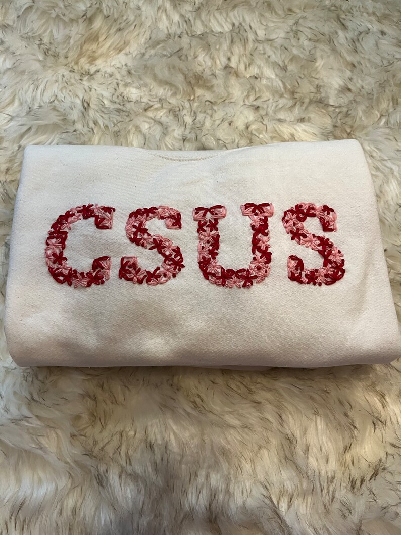 Custom College Hand Embroidered Sweatshirt - Etsy