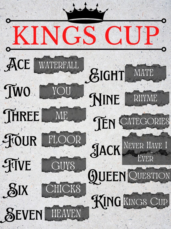 KINGS CUP RULES Digital Download Etsy KINGS CUP RULES Digital Download Etsy