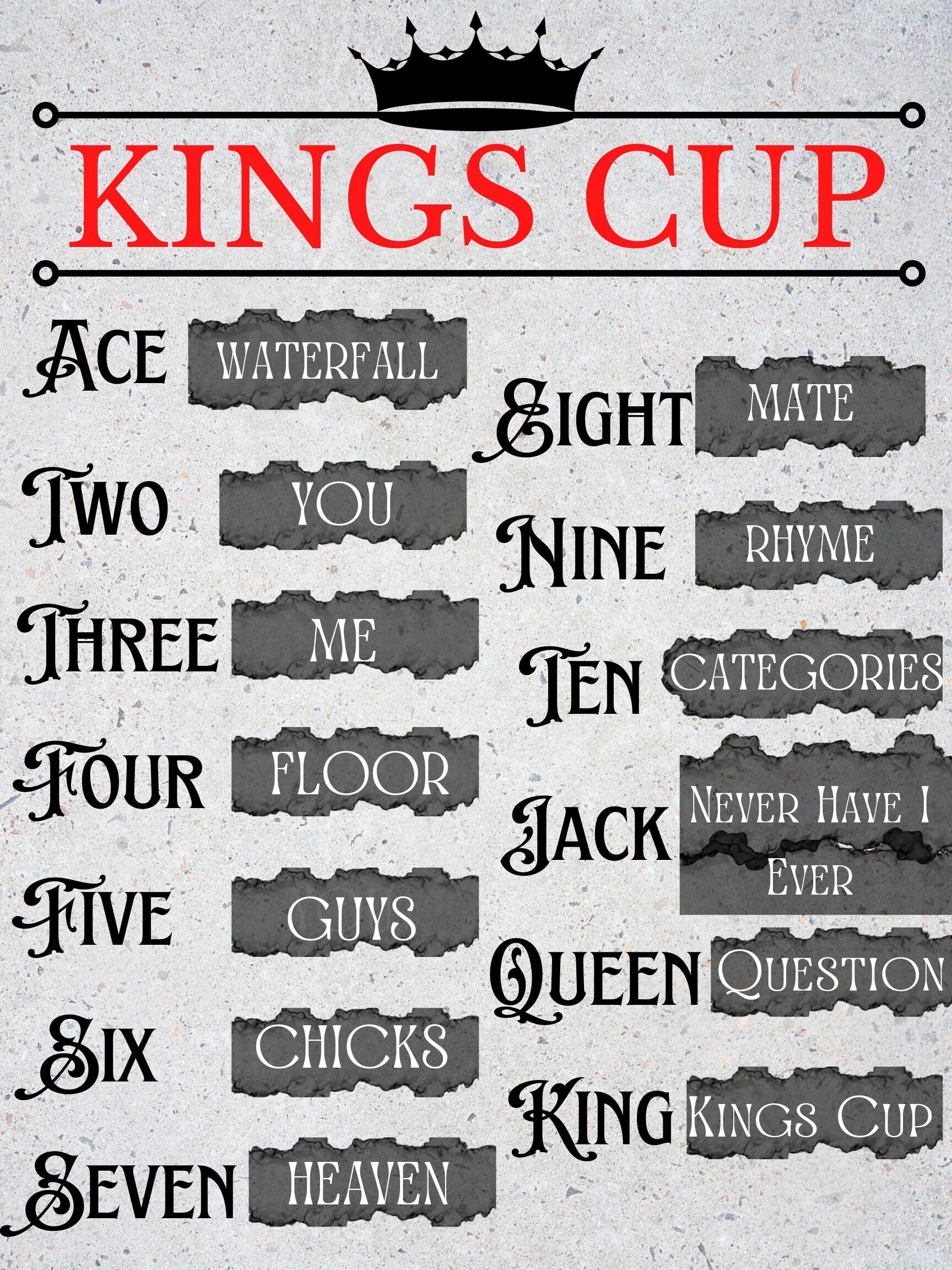 KINGS CUP RULES Digital Download Etsy KINGS CUP RULES Digital Download Etsy