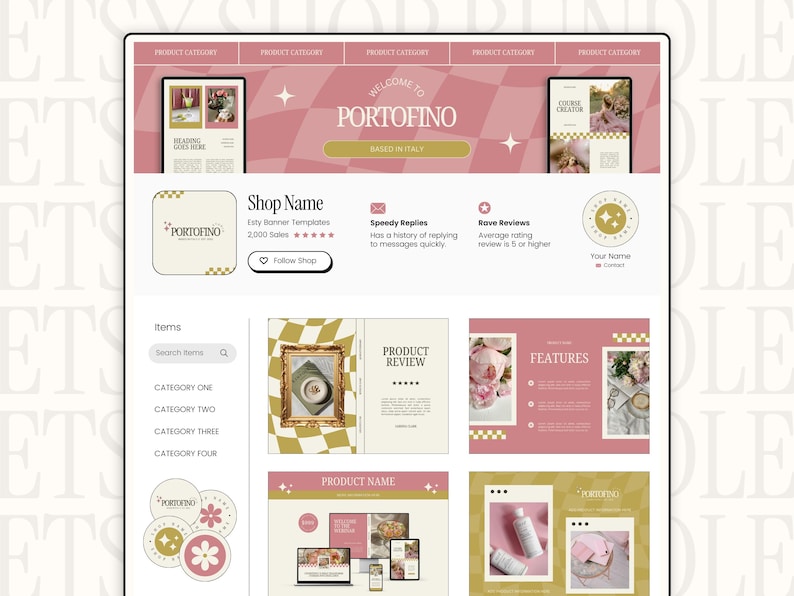 Etsy Shop Kit Bundle, Editable Canva, Etsy Shop Banner Templates ...