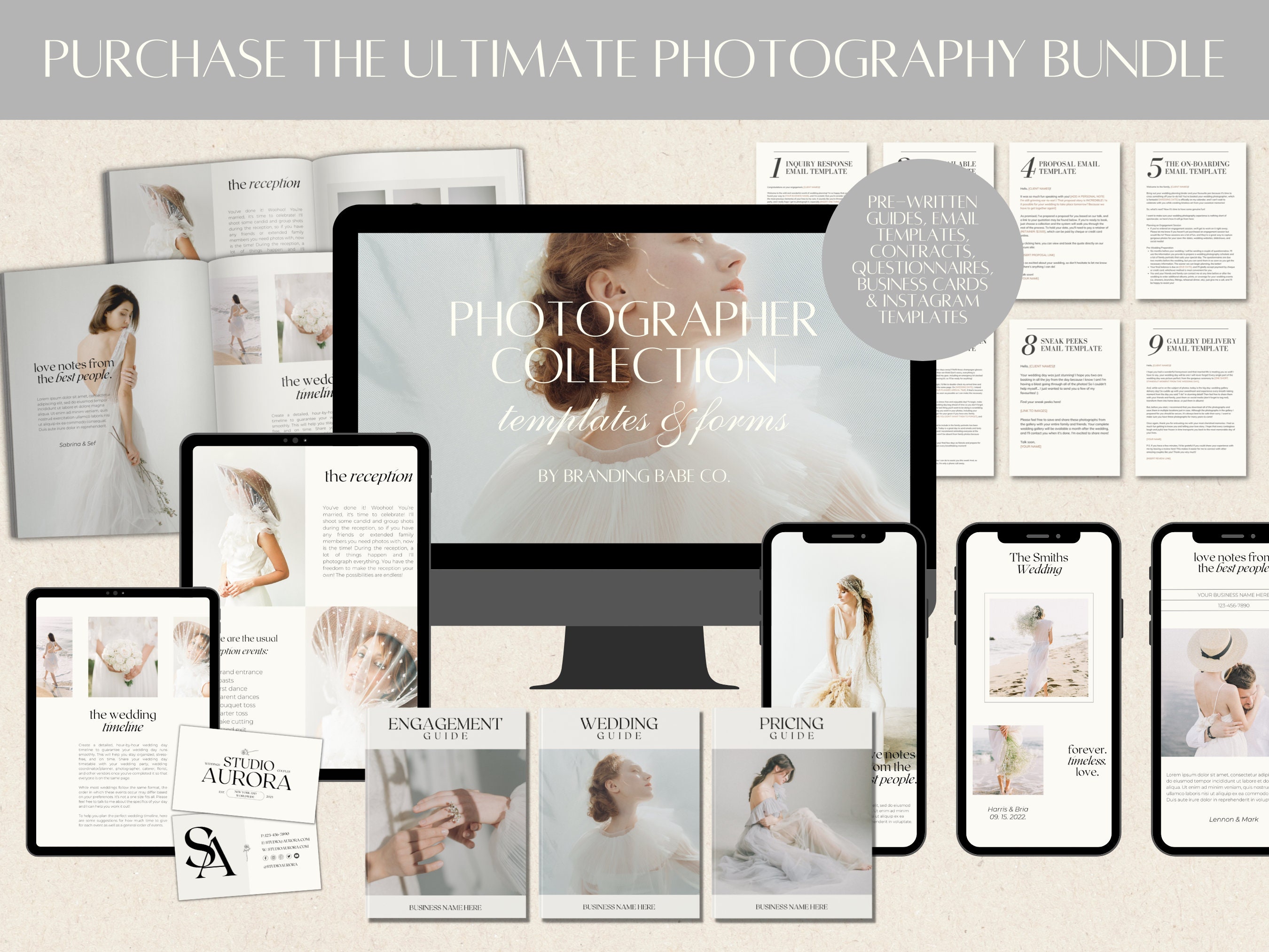 CANVA Modern Luxury Fine Art Wedding Photography Client Guide - Etsy
