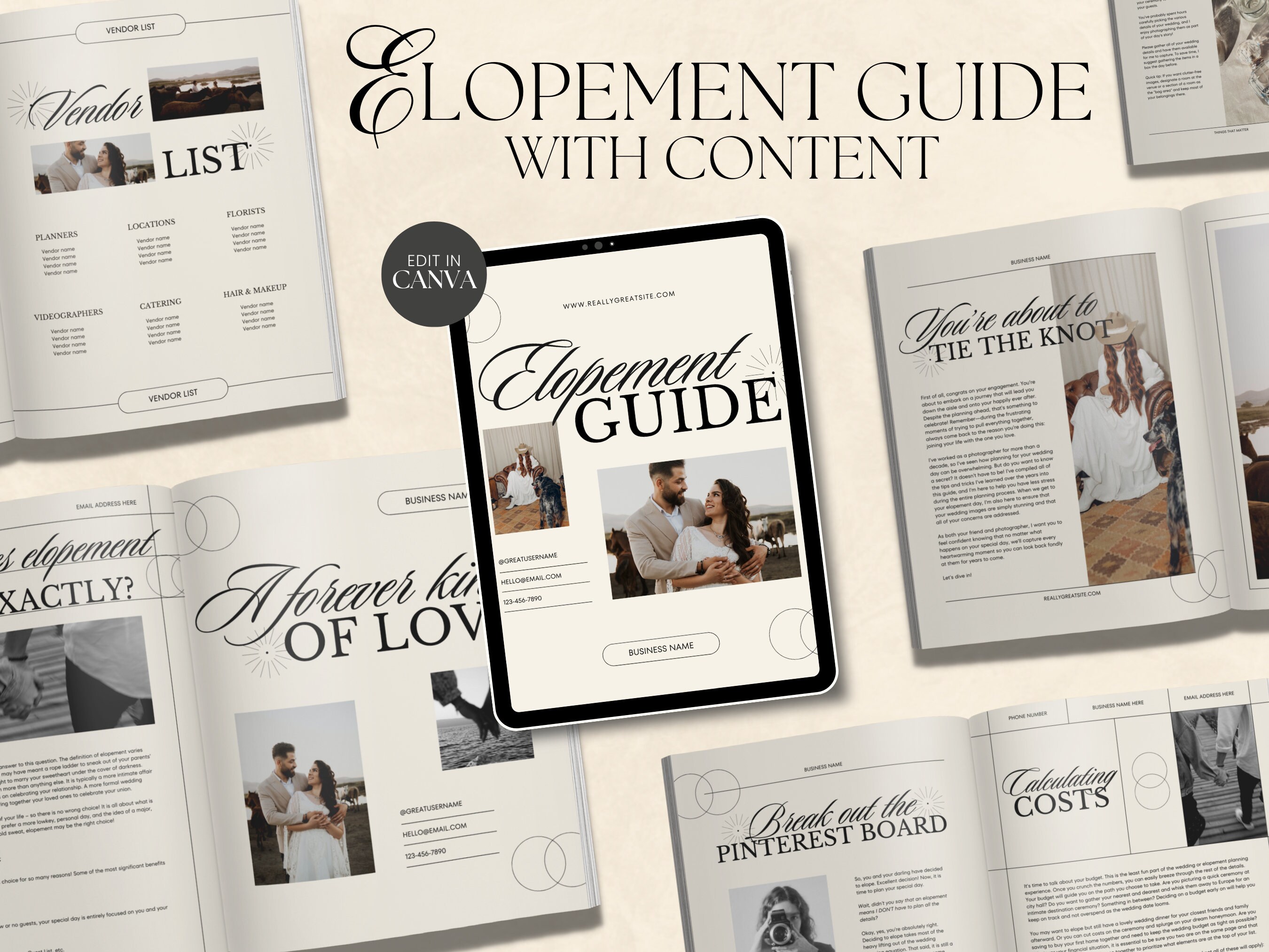 CANVA Ultimate Photography Bundle, Modern Pre-written Client Guides ...