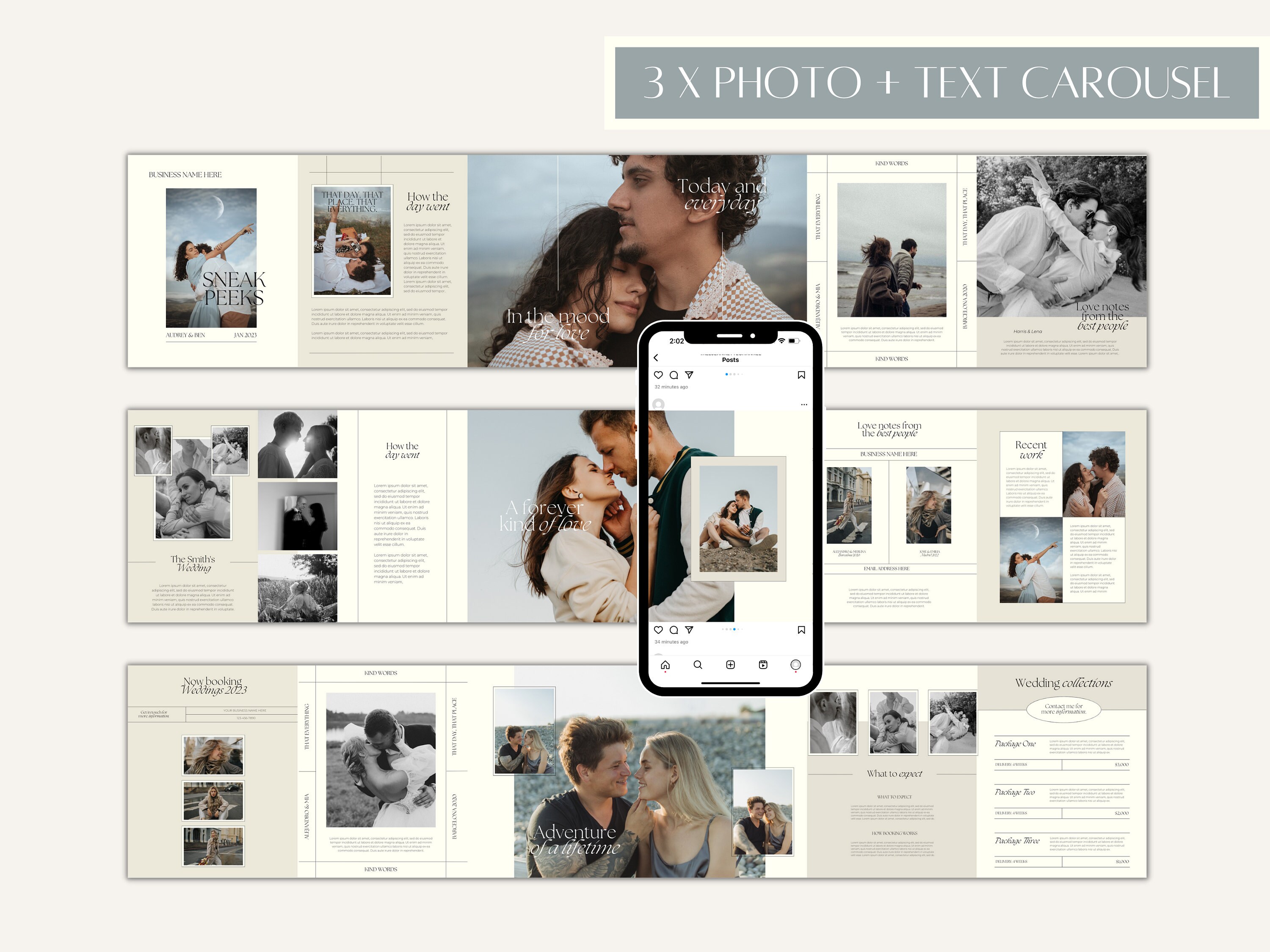 CANVA Modern Instagram Bundle Pack for Photographer, IG Post Carousel ...