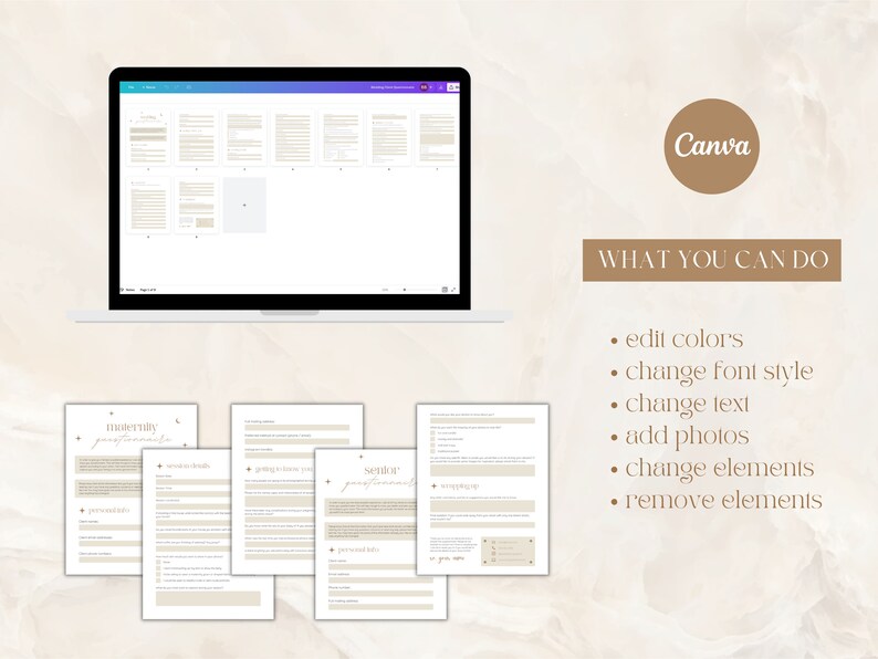 Photography Session Client Questionnaire Form Bundle for - Etsy