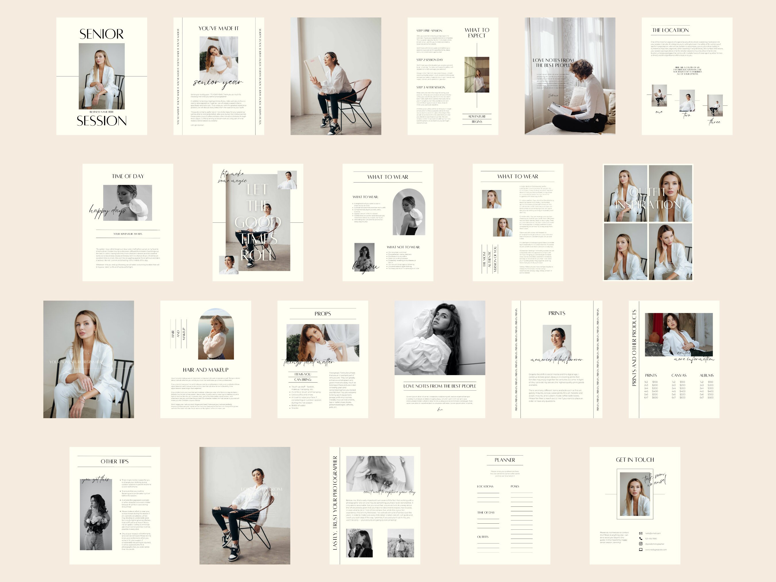 CANVA Modern Senior Session Guide With Content, Pre-written Welcome ...