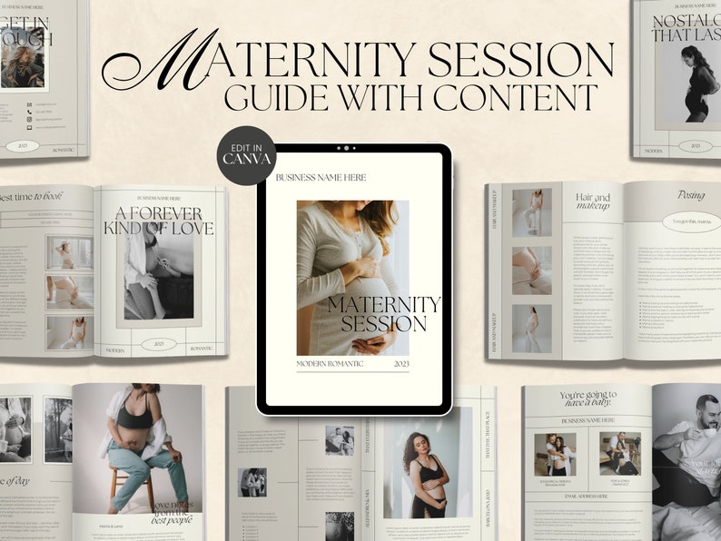 CANVA Modern Maternity Session Client Guide With Content, Pre-written ...