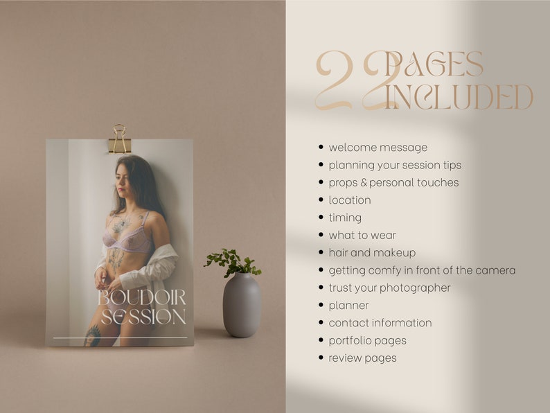 CANVA Modern Boudoir Session Client Guide With Content, Pre-written Preparation Guide, Editable ...