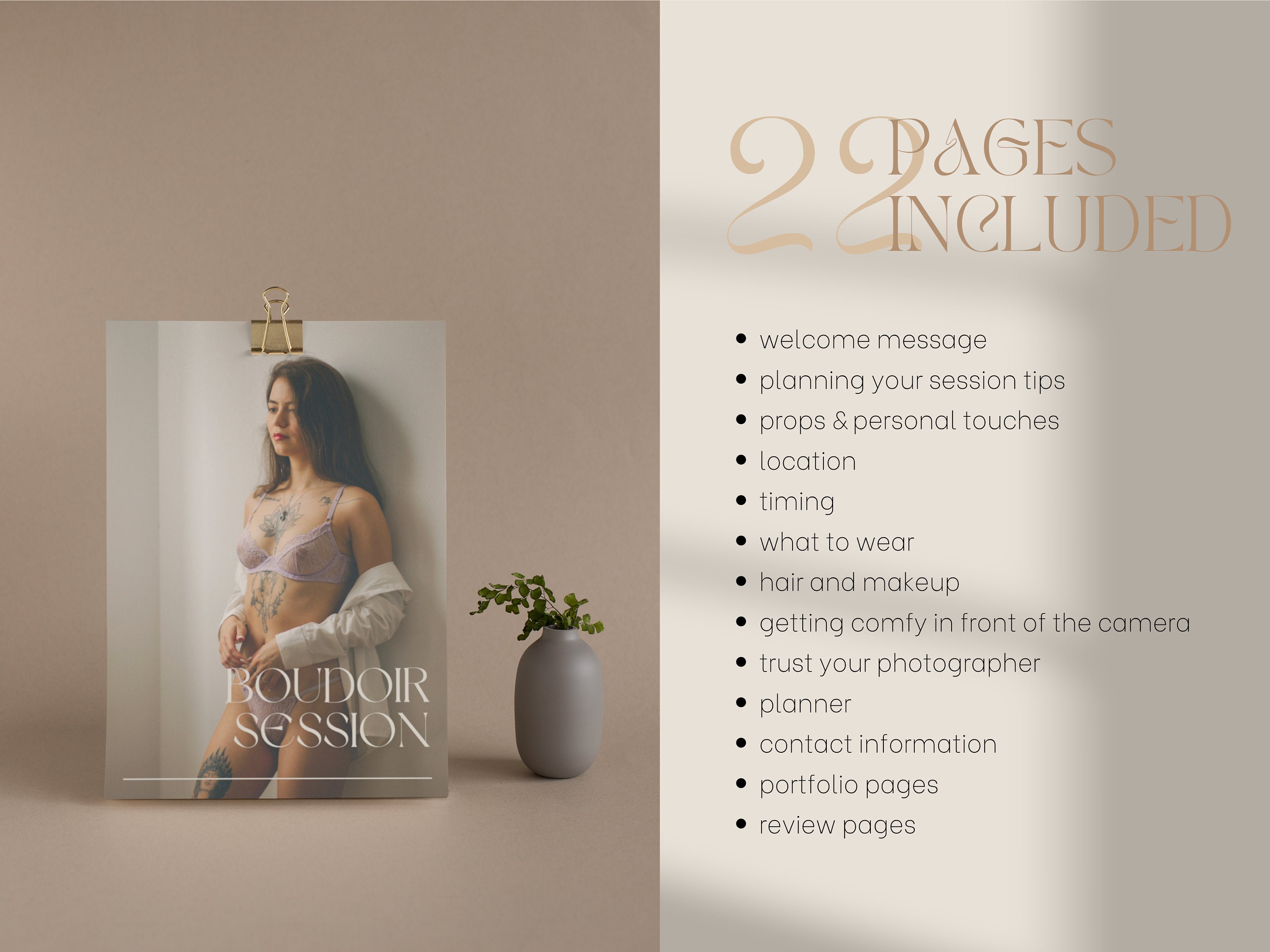 CANVA Modern Boudoir Session Client Guide With Content, Pre-written Preparation Guide, Editable ...