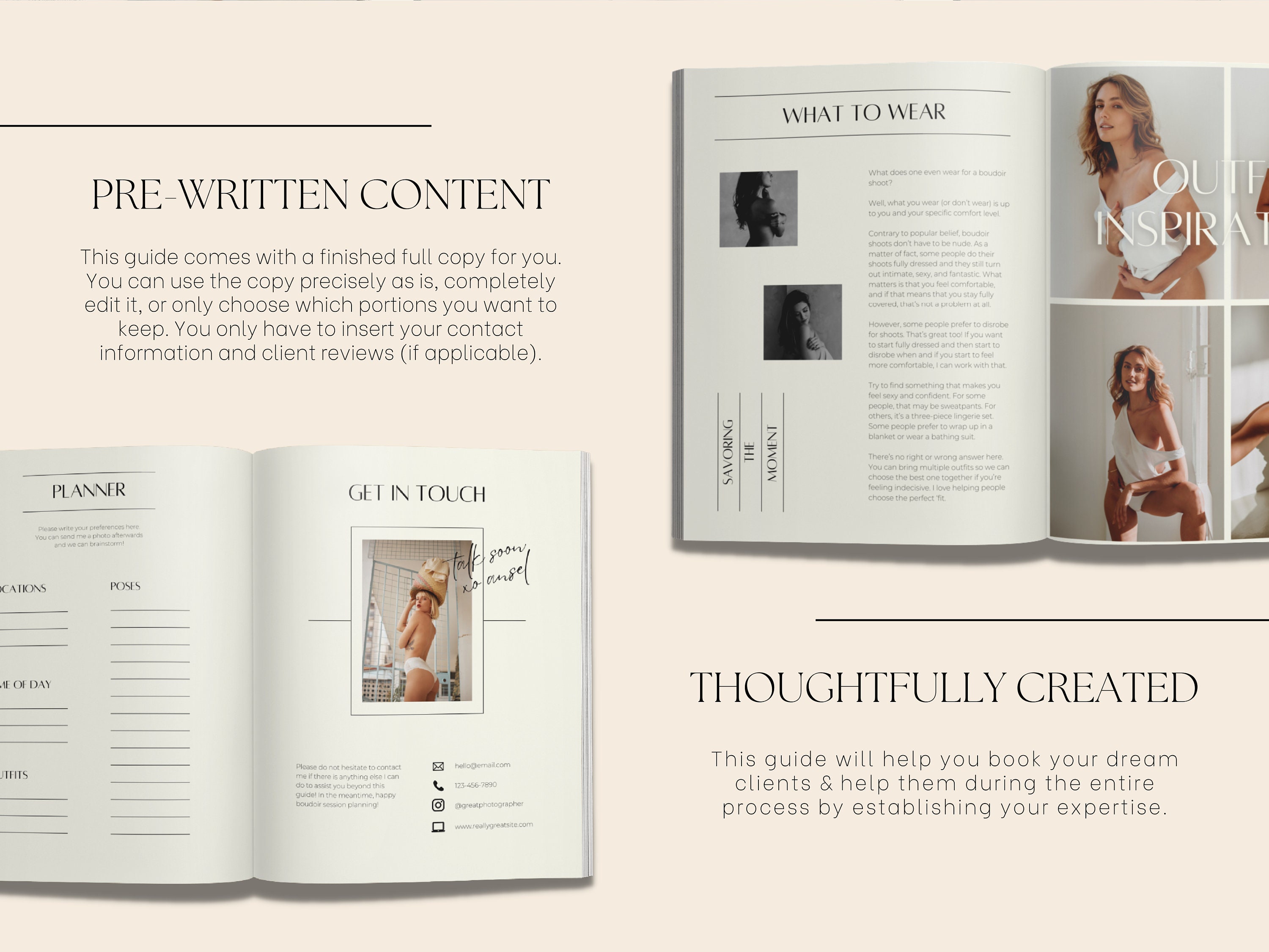 CANVA Modern Boudoir Session Client Guide With Content, Pre-written ...