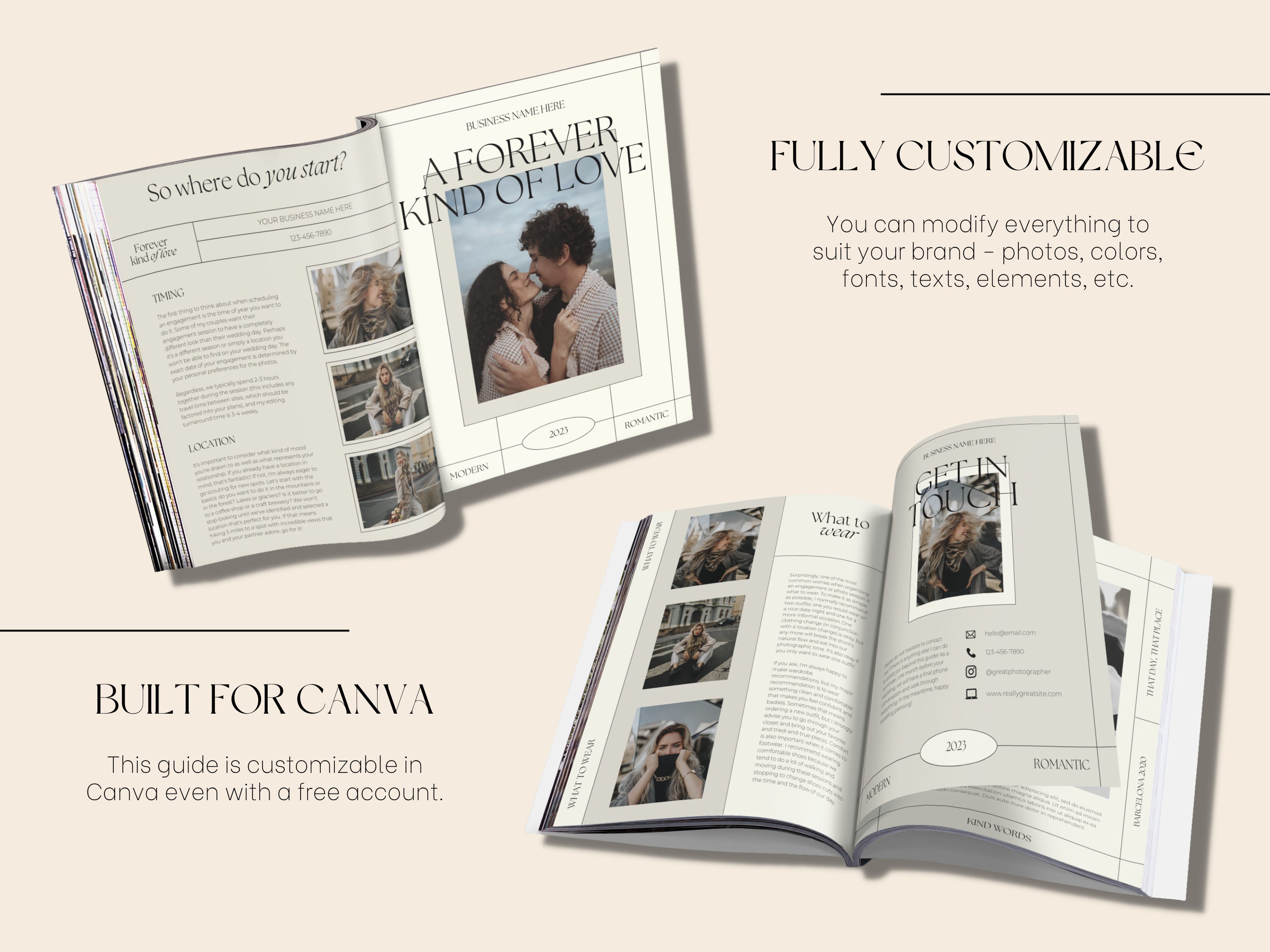 CANVA Modern Client Engagement Session Style Guide With Content, Pre-written Couples Session ...