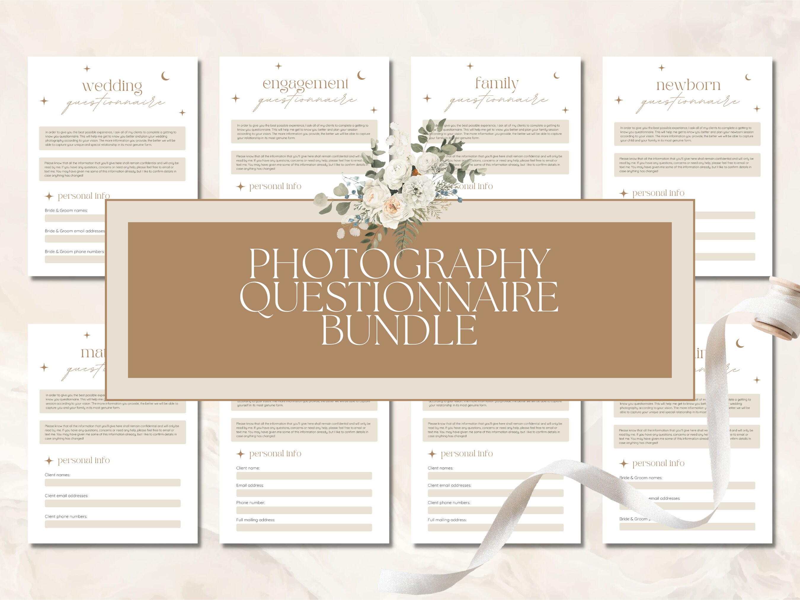 Photography Session Client Questionnaire Form Bundle, Wedding ...