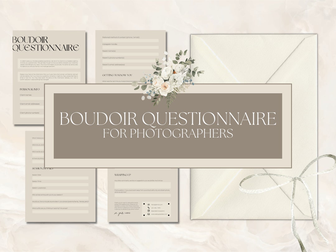 Boudoir Session Photography Client Questionnaire Form, Canva Modern ...