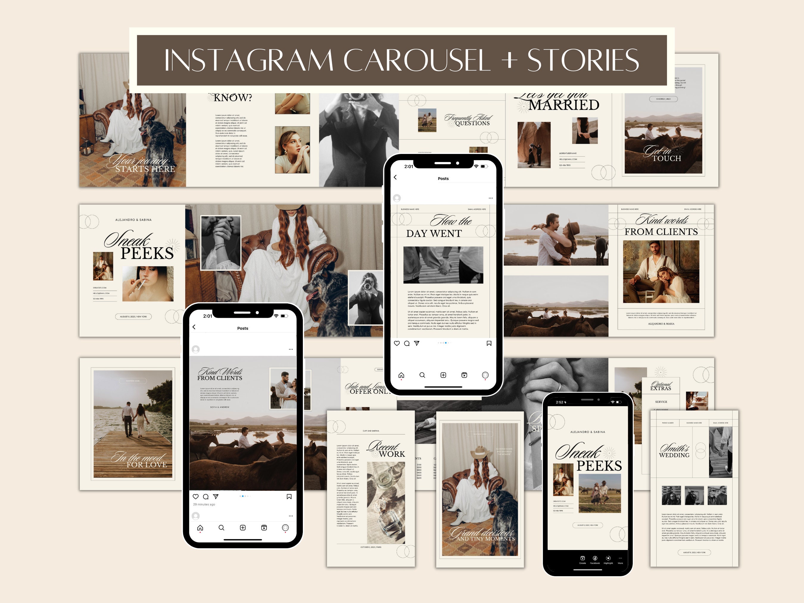 CANVA Modern Instagram Bundle Pack for Photographer, IG Post Carousel ...