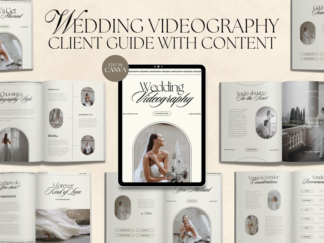 CANVA Modern Wedding Videography Client Guide With Content, Pre-written ...