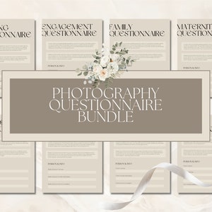 Photography Session Client Questionnaire Form Bundle, Wedding ...
