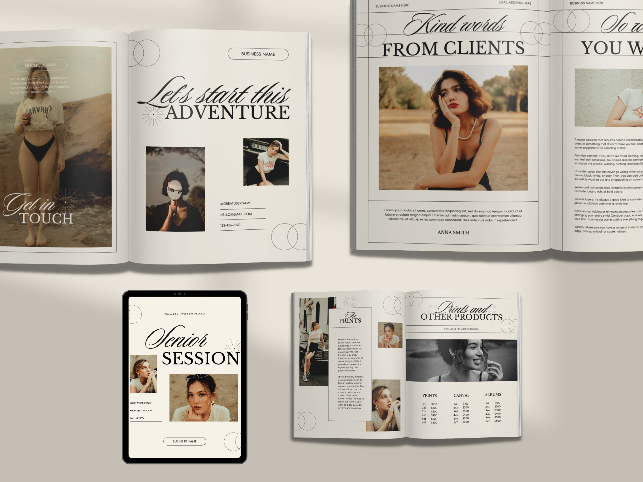 CANVA Modern Senior Session Guide With Content, Pre-written Welcome ...