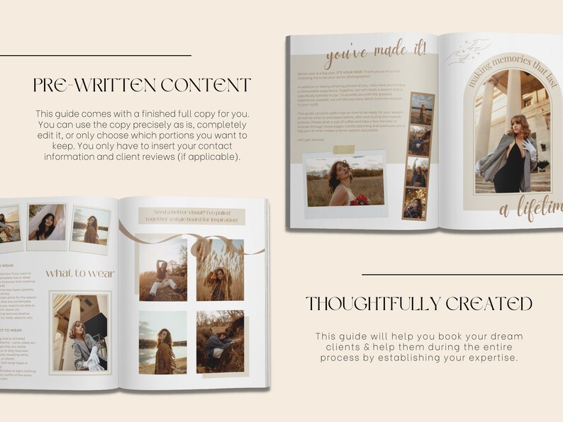 CANVA Boho Senior Session Guide With Content, Pre-written Welcome Guide ...