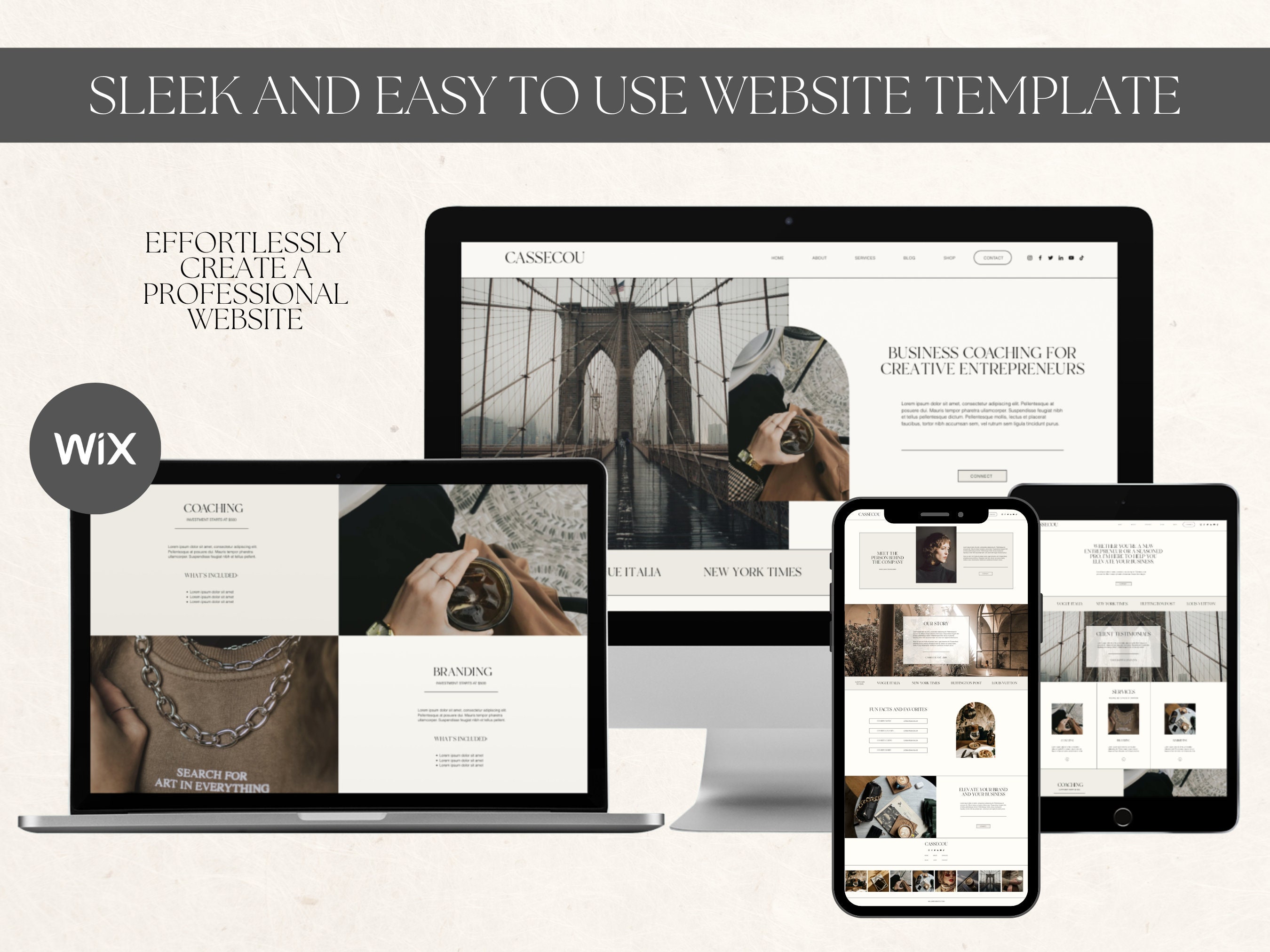 Wix Website Template for Creative Entrepreneurs Life Coach Influencer ...
