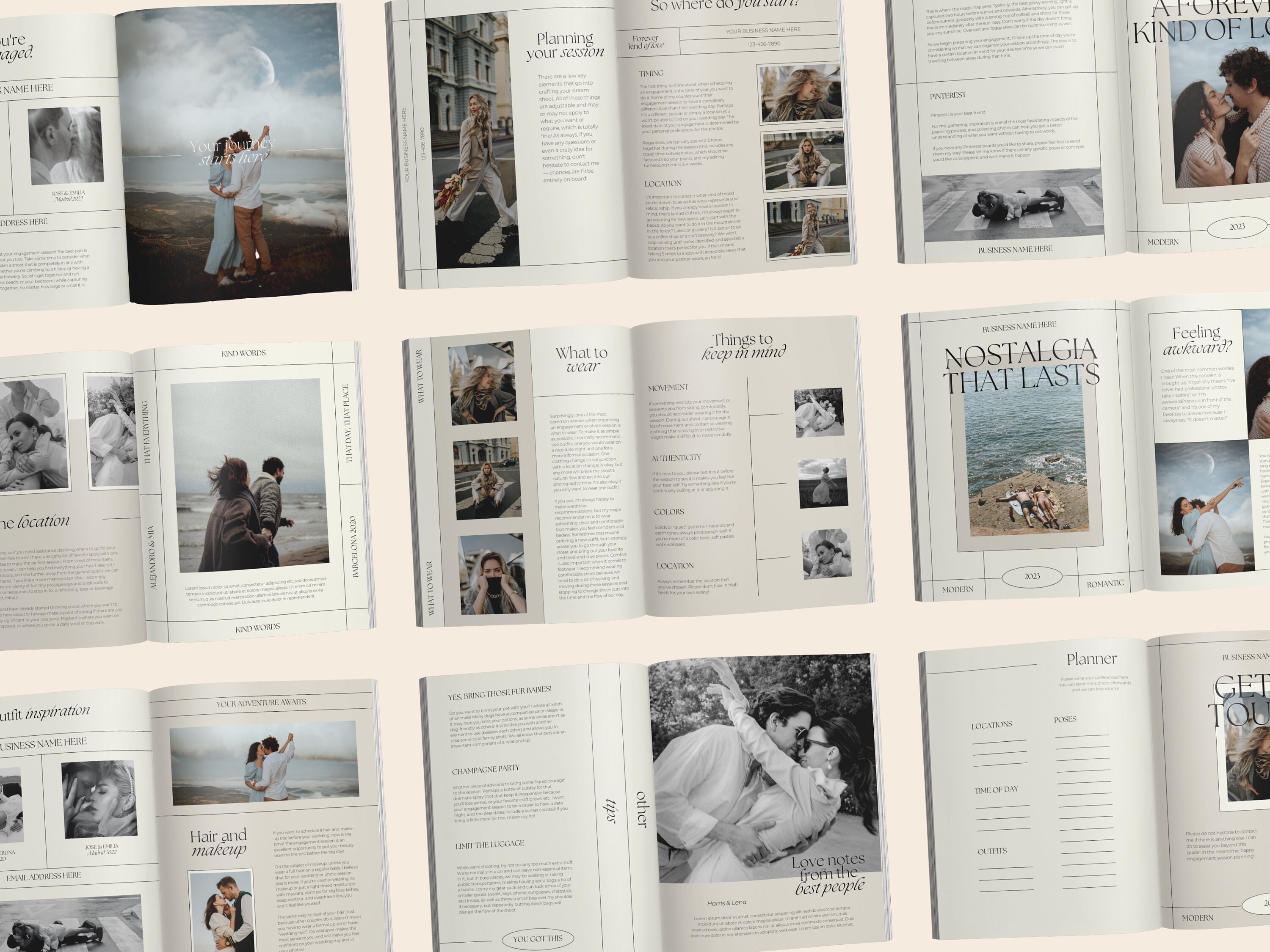 CANVA Modern Client Engagement Session Style Guide With Content, Pre-written Couples Session ...