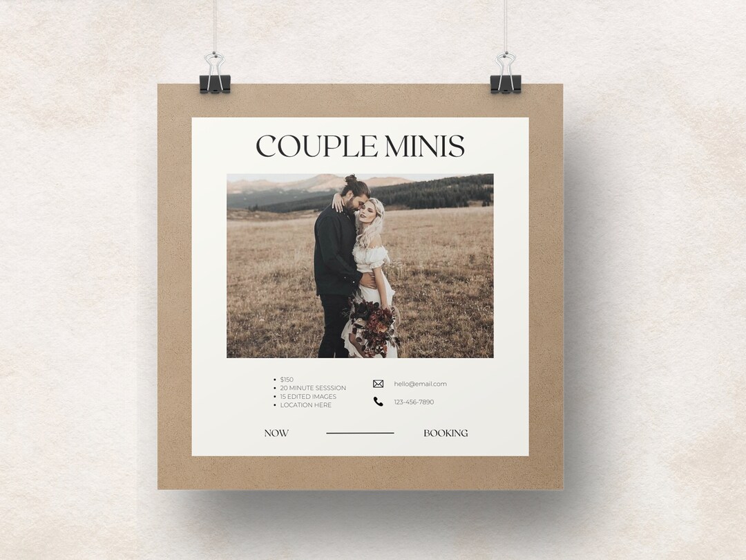 Couples Mini Session Template Canva, Modern Design, Engagement ...