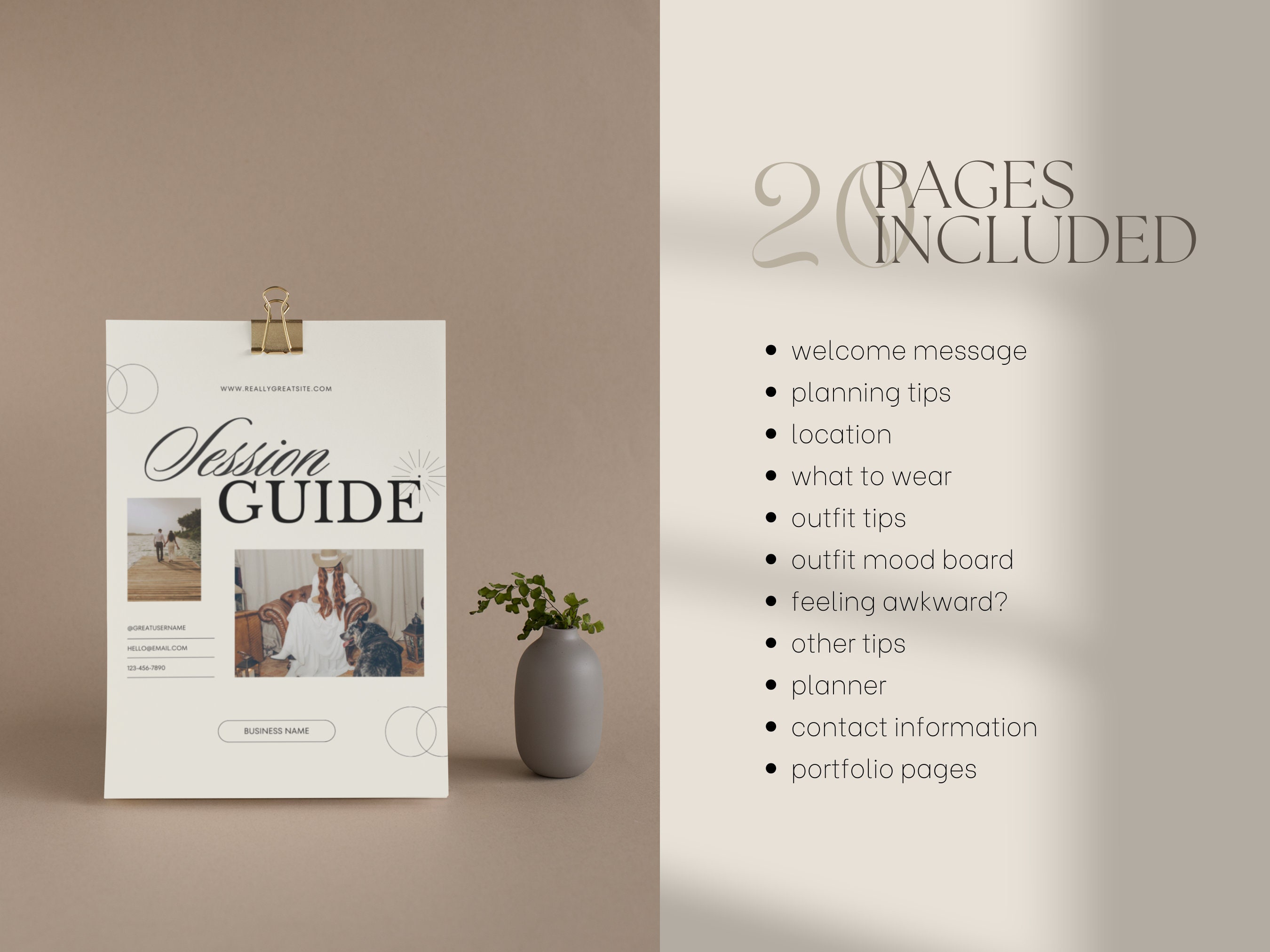 CANVA Modern Client Engagement Session Style Guide With Content, Pre-written Couples Session ...