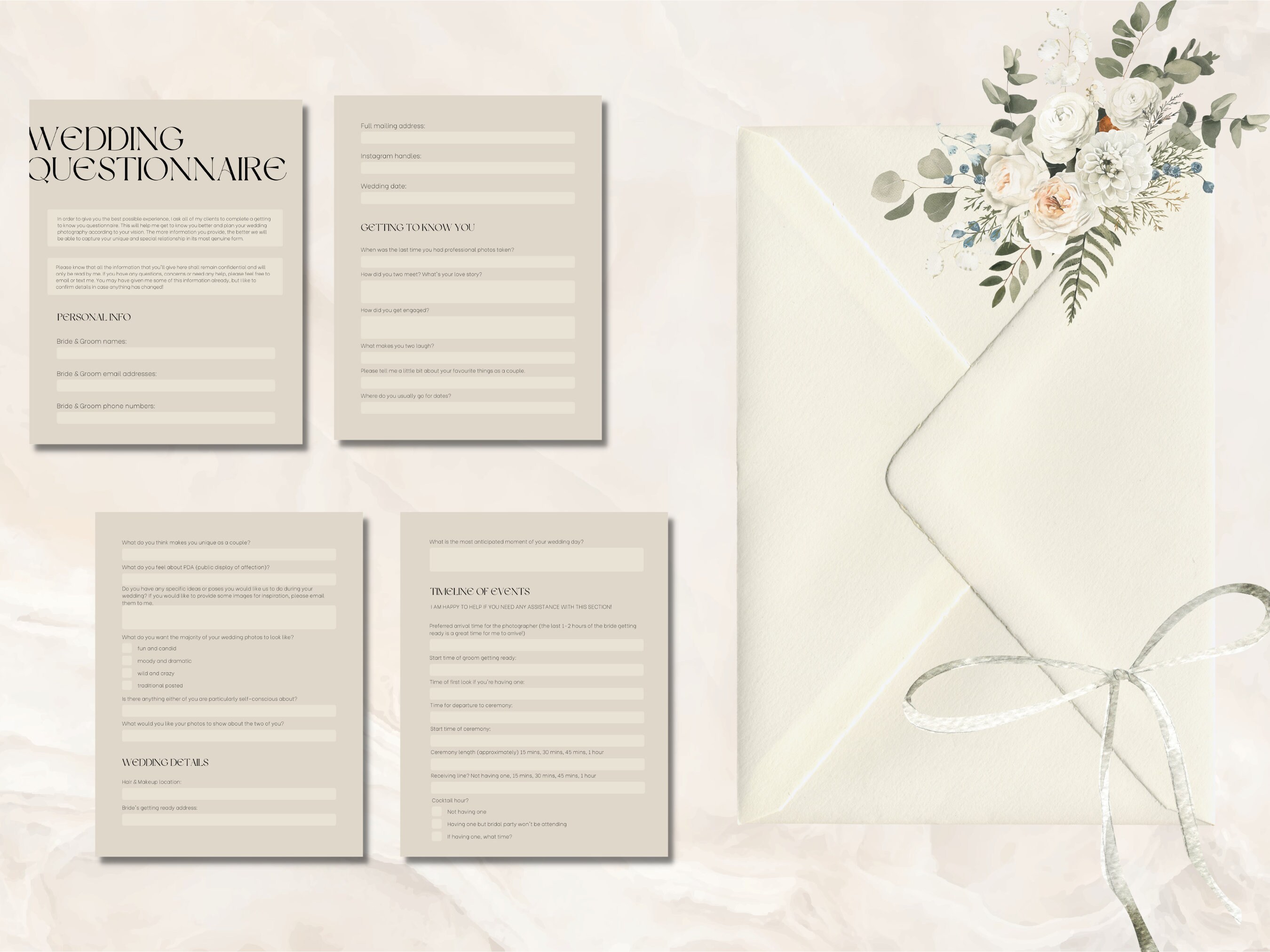 Wedding Photography Client Questionnaire Form Canva Modern - Etsy