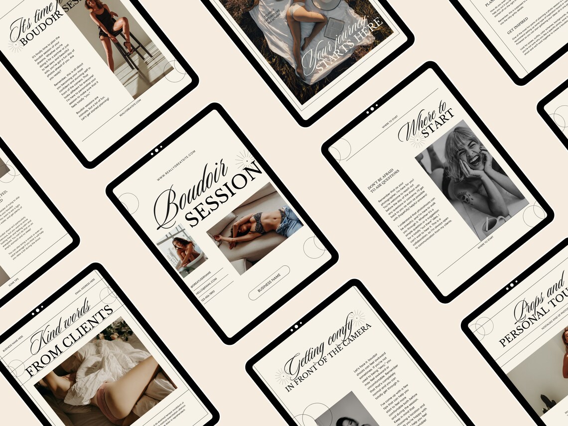 CANVA Modern Boudoir Session Client Guide With Content, Pre-written Preparation Guide, Editable ...